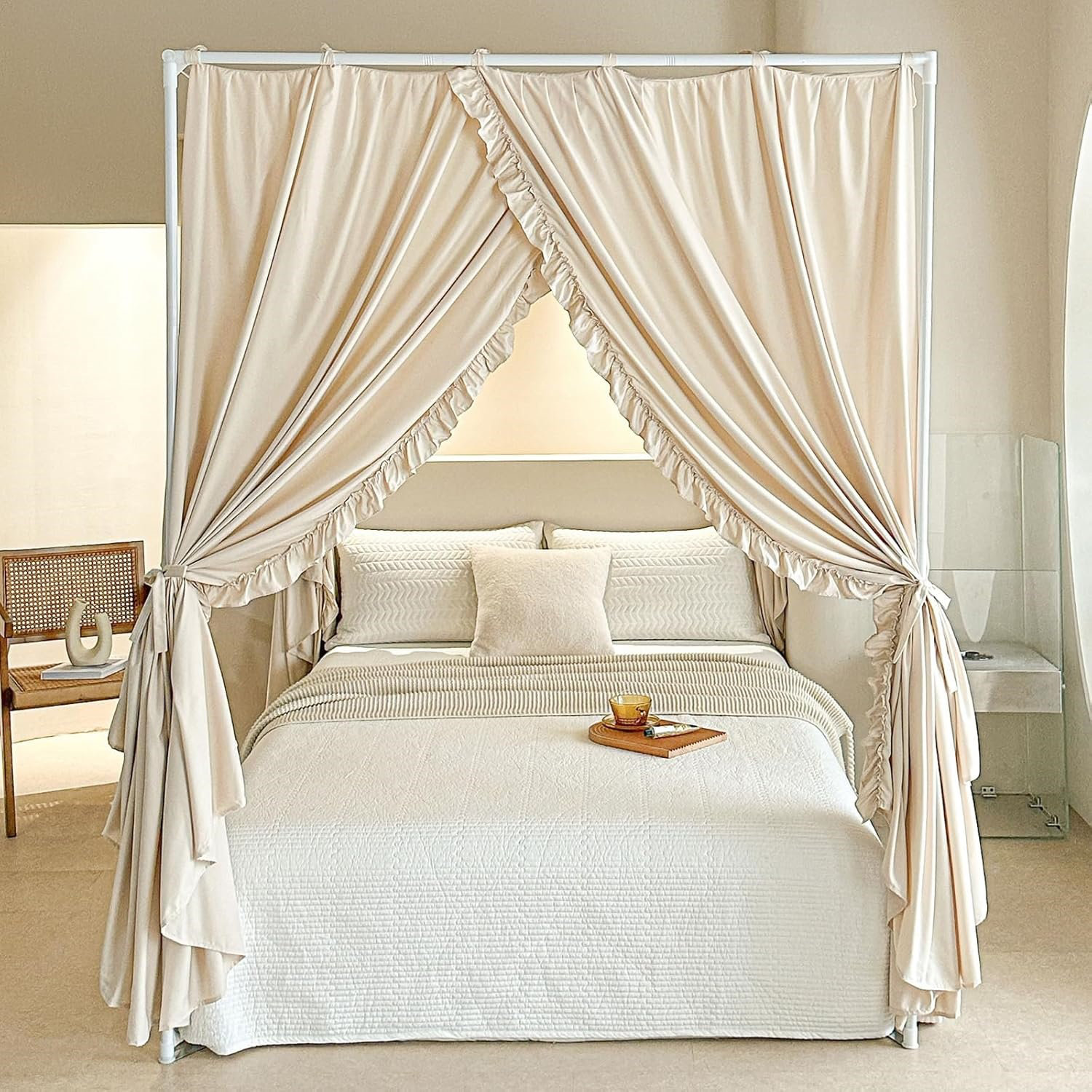 water bed outlet A Princess Canopy Bed Curtains With Top Ties - Windproof & Lightproof, Bedroom ...